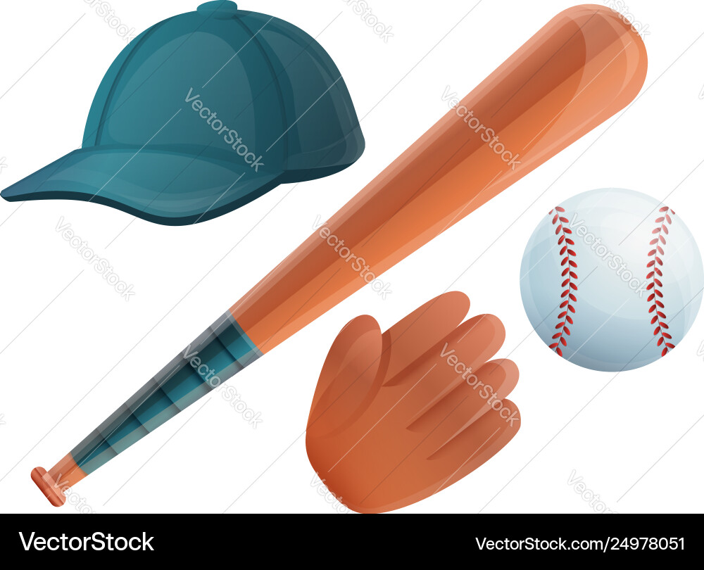 Baseball icons set cartoon style Royalty Free Vector Image