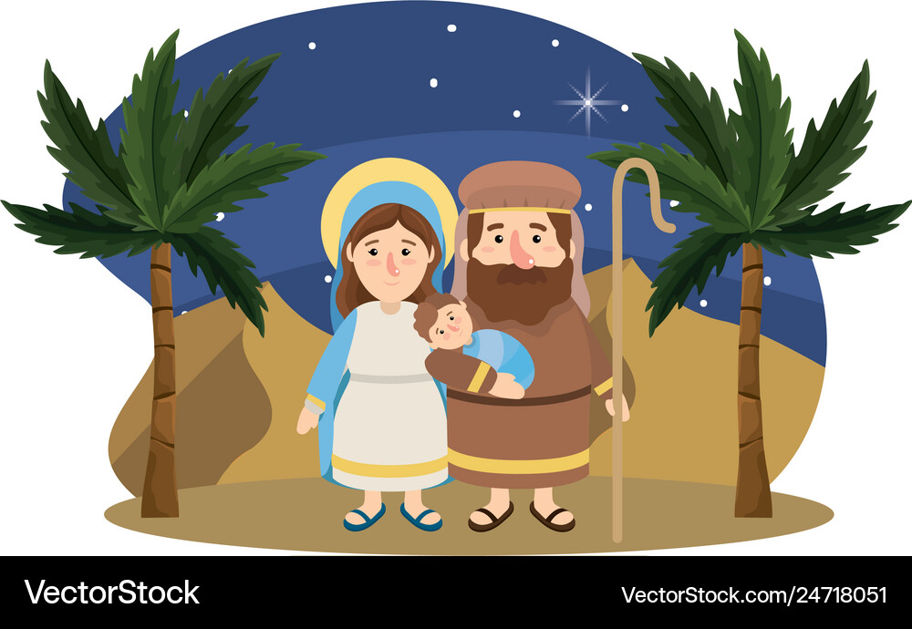 Christmas nativity scene cartoon Royalty Free Vector Image