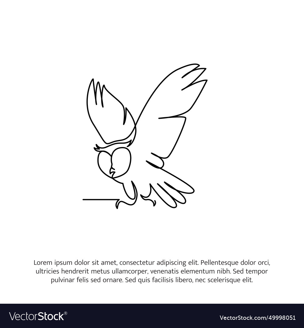 Flying owl one continuous line drawing cute Vector Image