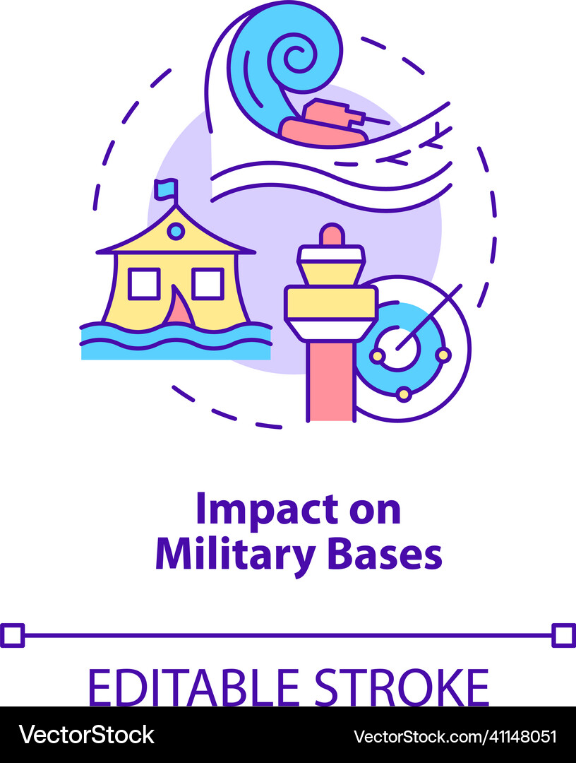Impact on military bases concept icon Royalty Free Vector