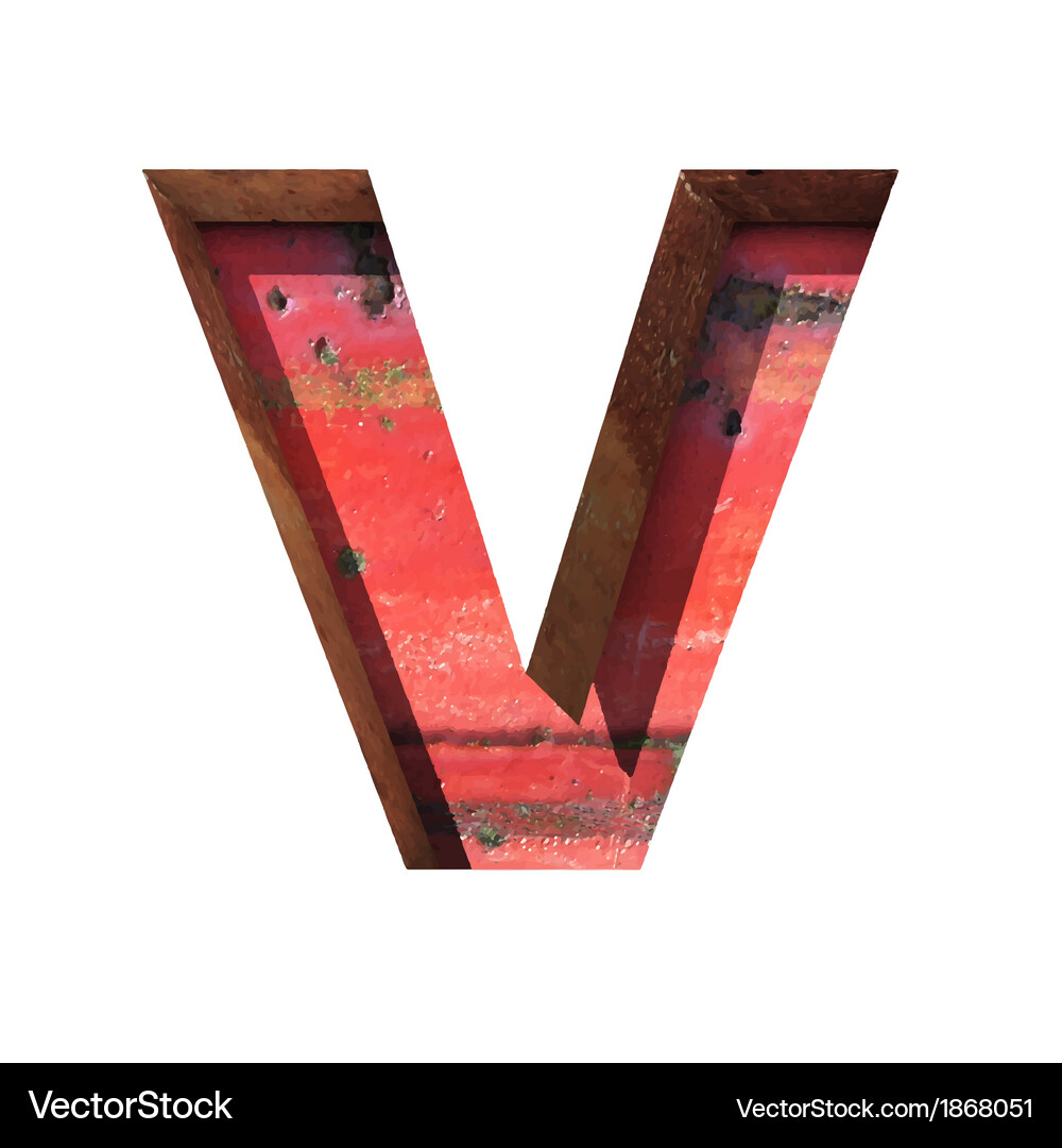 Metal cutted figure v paste to any background Vector Image