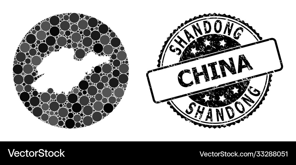 Mosaic stencil circle map shandong province Vector Image