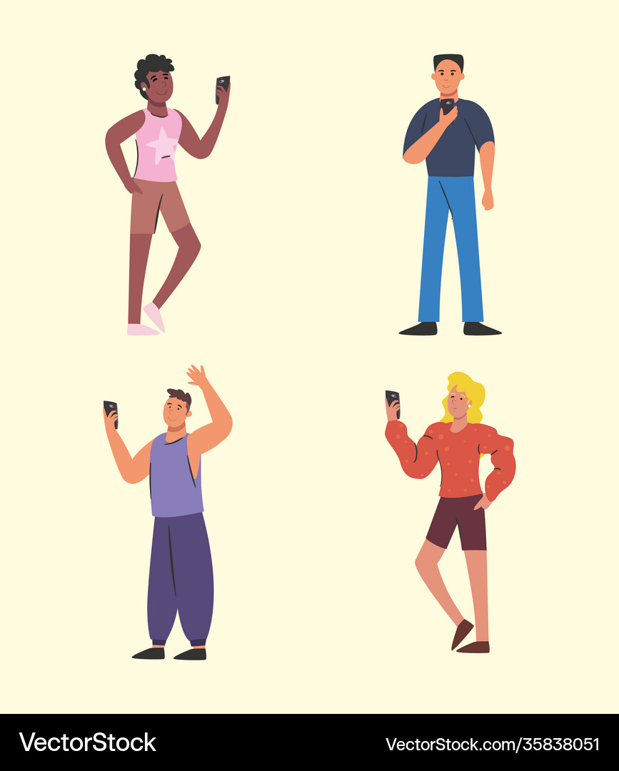 People with smartphones design Royalty Free Vector Image