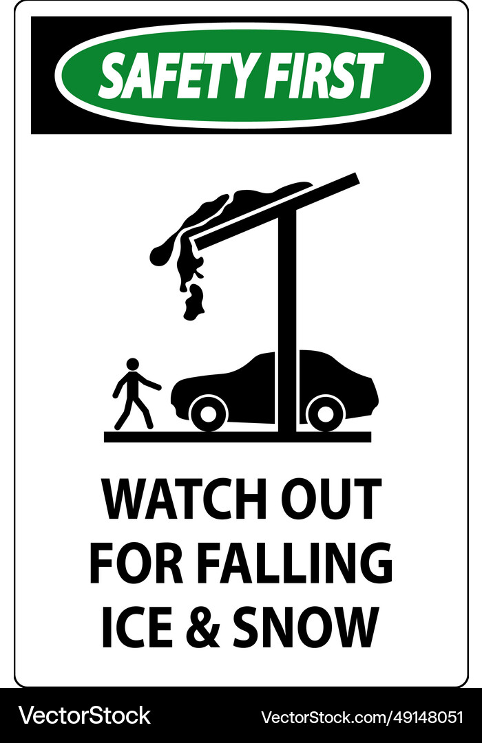Safety first sign watch out for falling ice Vector Image