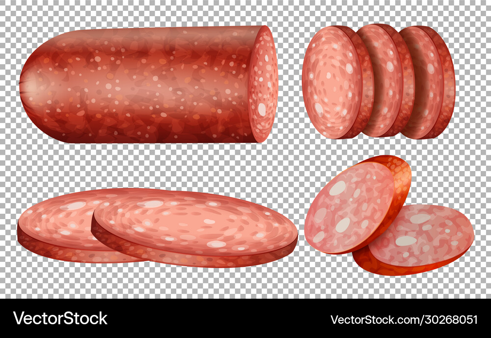 Salami slices on transparent background Royalty Free Vector