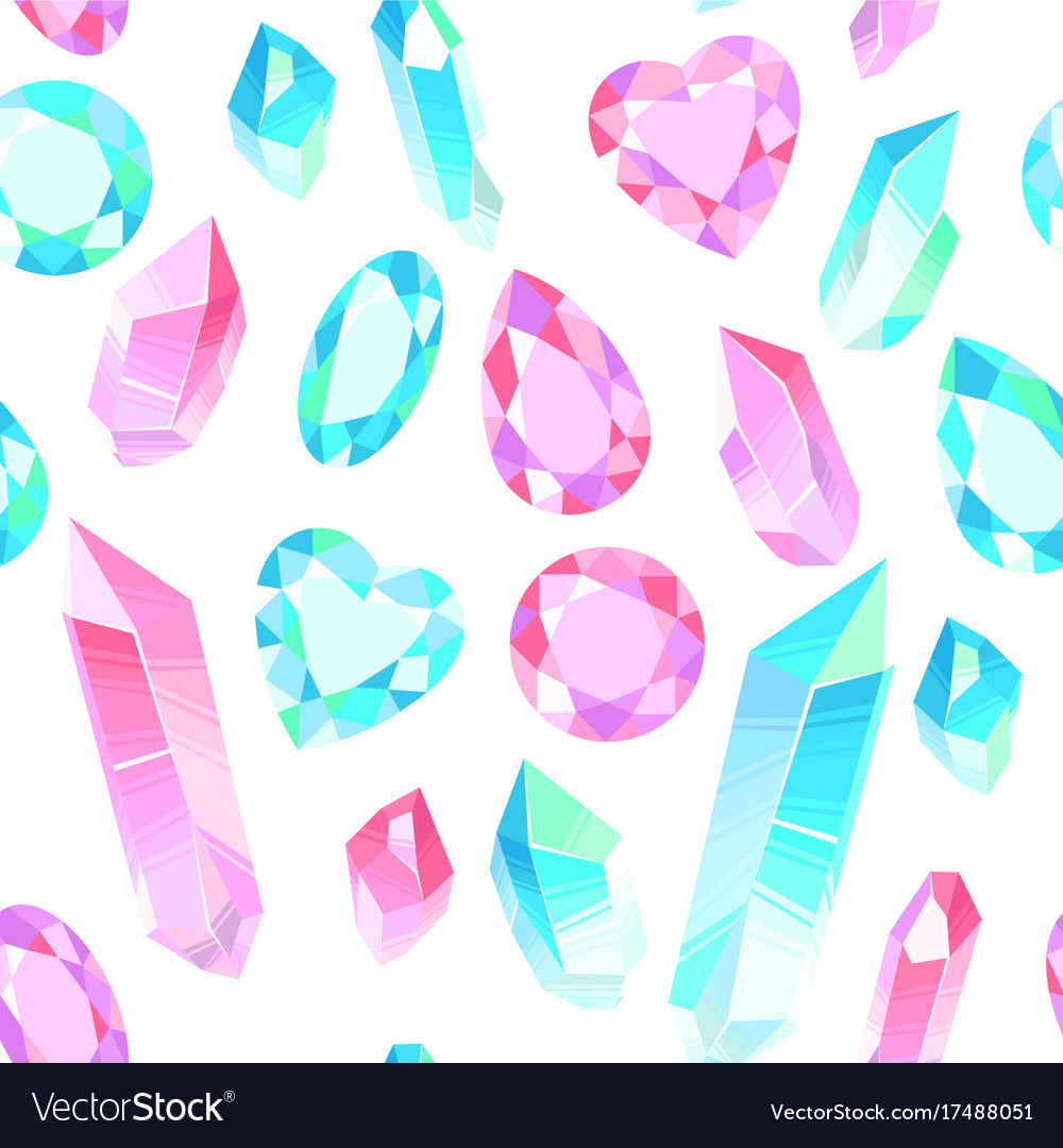 Seamless pattern with crystals gems Royalty Free Vector