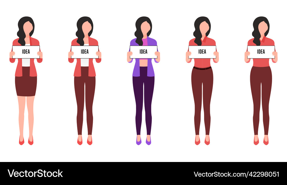 Woman holding idea board flat character people Vector Image