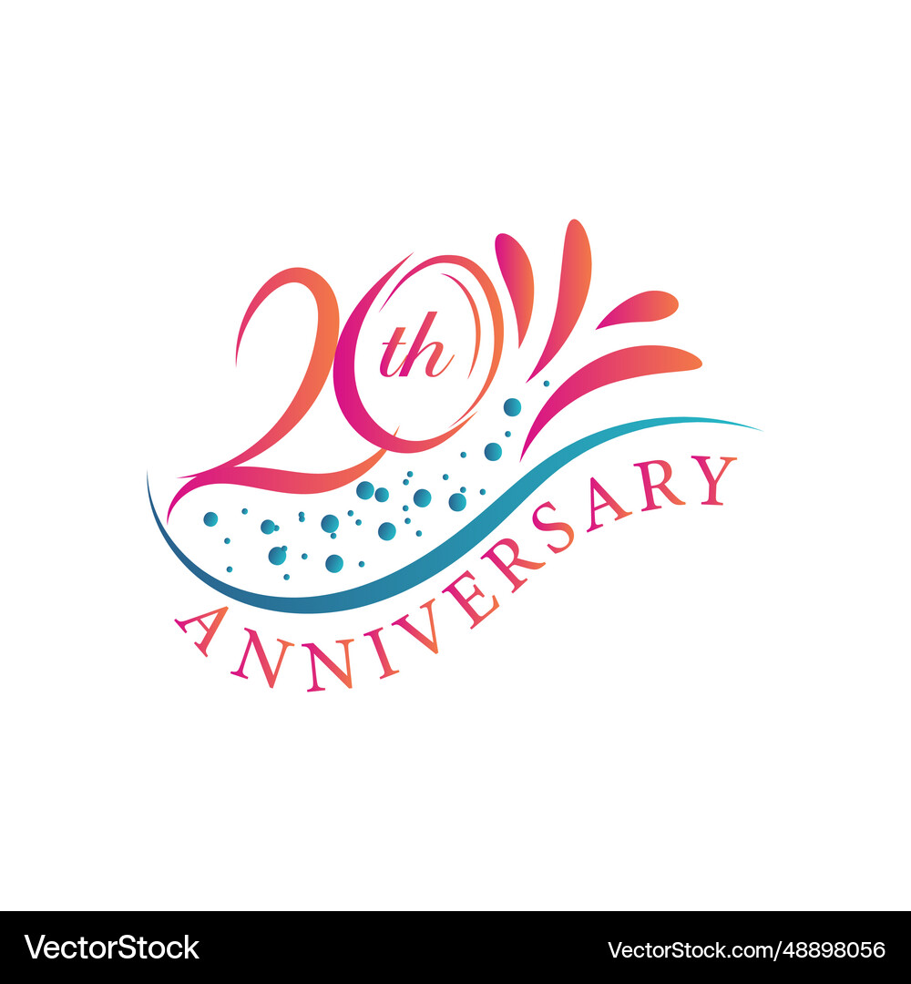 20th anniversary colorful logo design template Vector Image