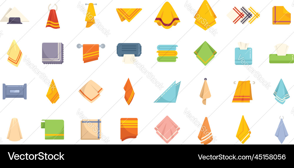 Handkerchief icons set flat folded napkin Vector Image