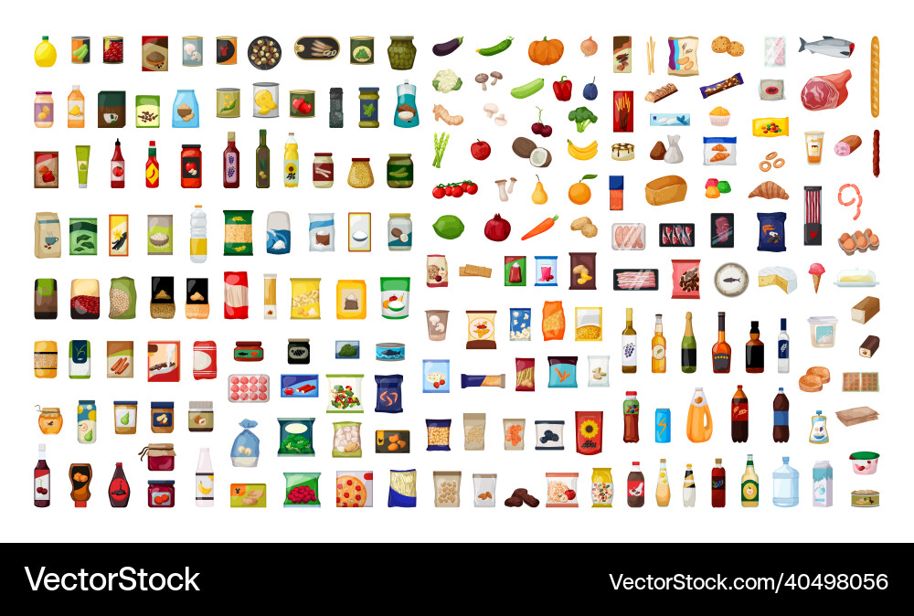 Set of food and drinks Royalty Free Vector Image