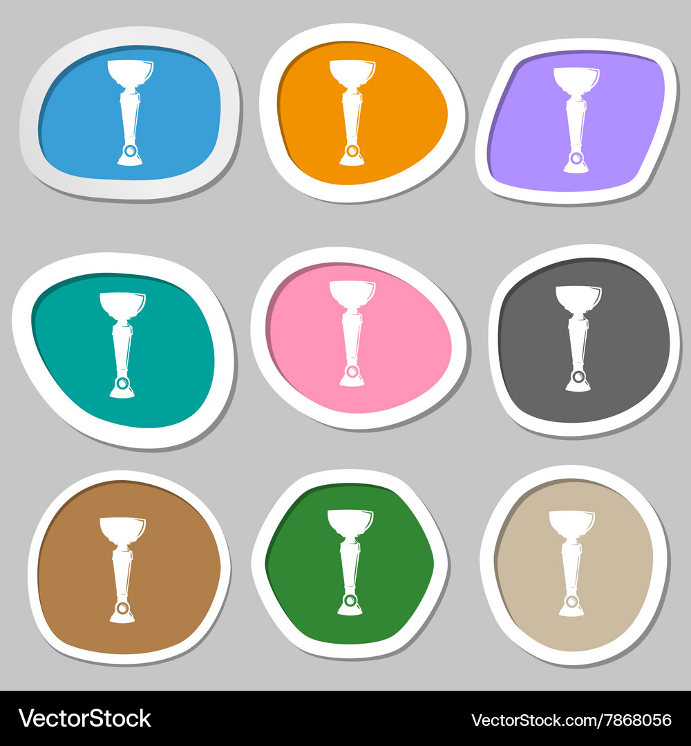 Trophy symbols multicolored paper stickers Vector Image