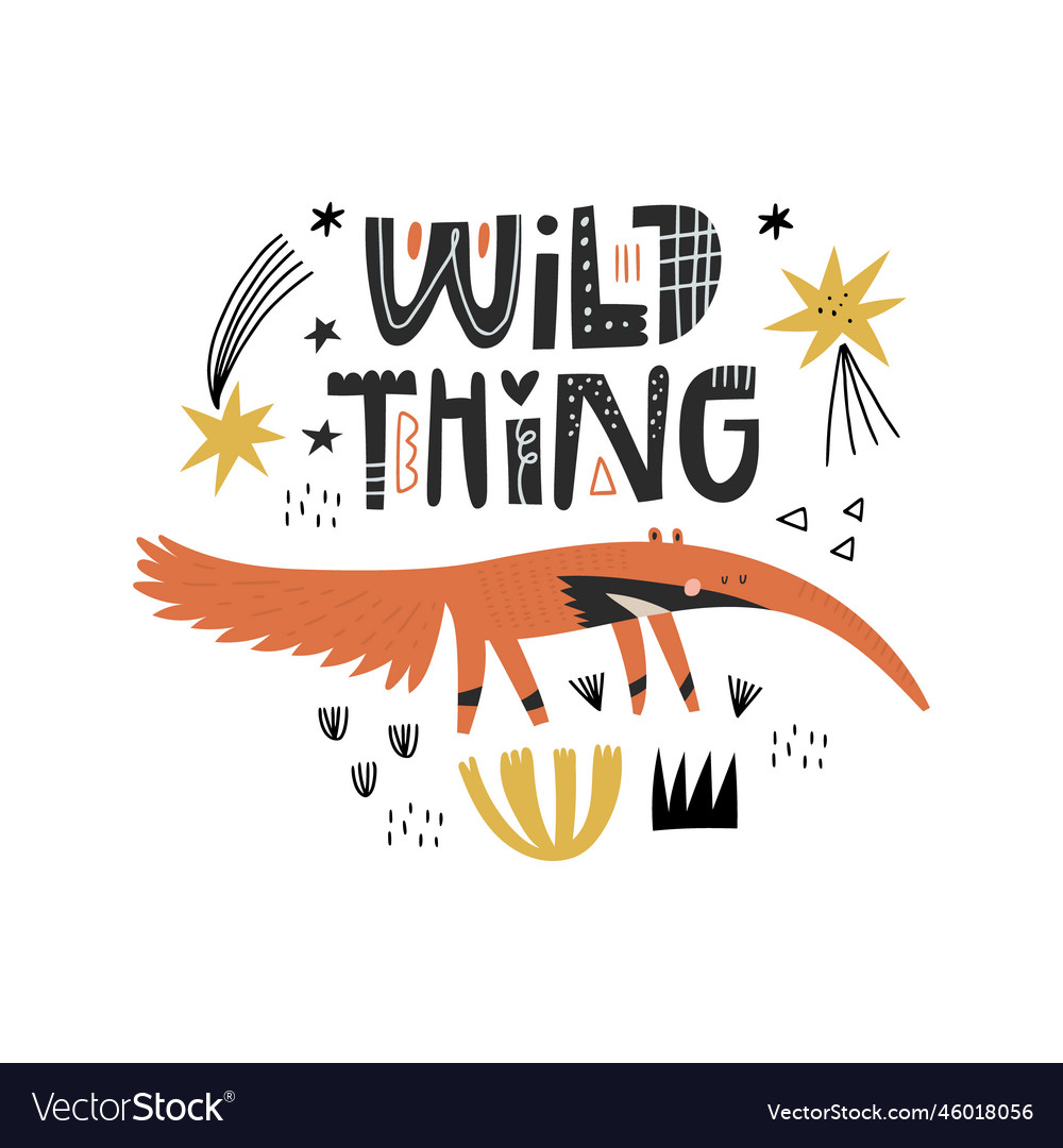 Wild thing hand drawn lettering inscription Vector Image Wild thing hand drawn lettering inscription Vector Image