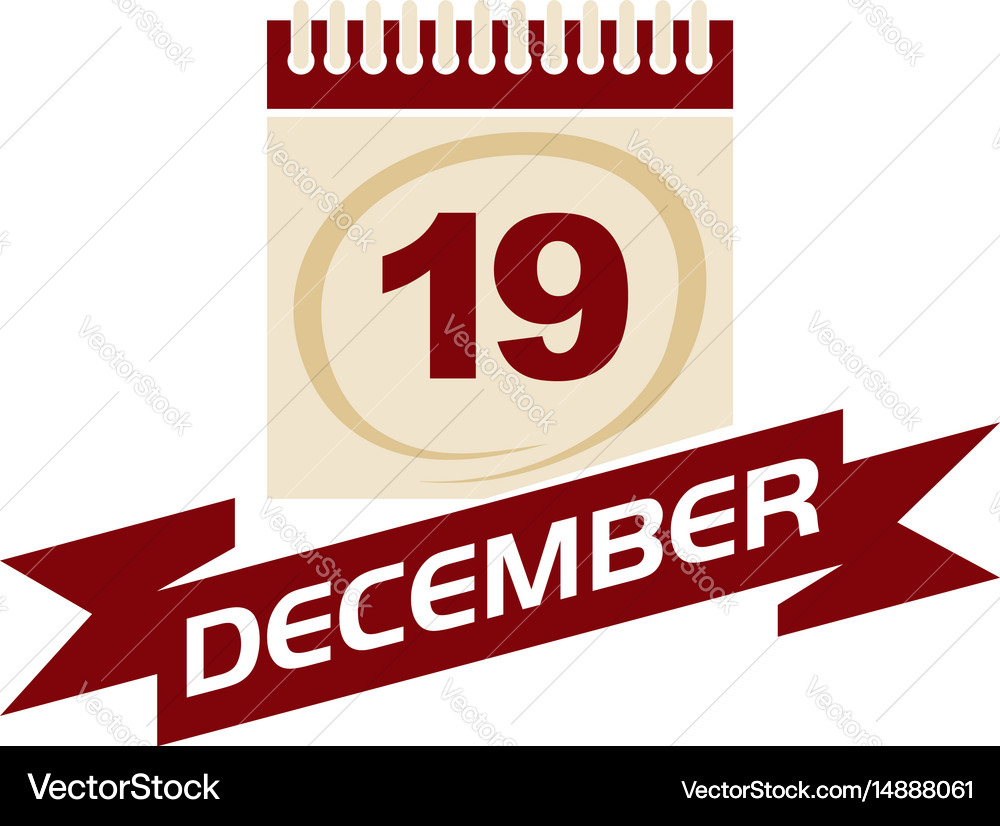 19 december calendar with ribbon Royalty Free Vector Image