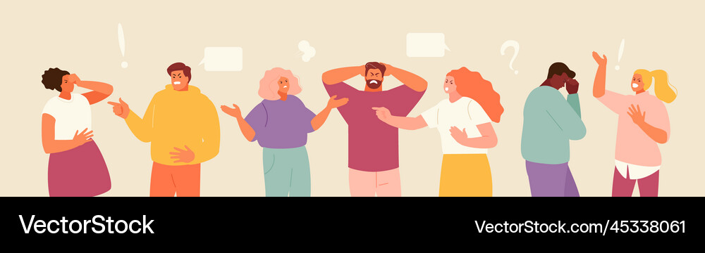 Angry people aggressively shout conflict quarrel Vector Image