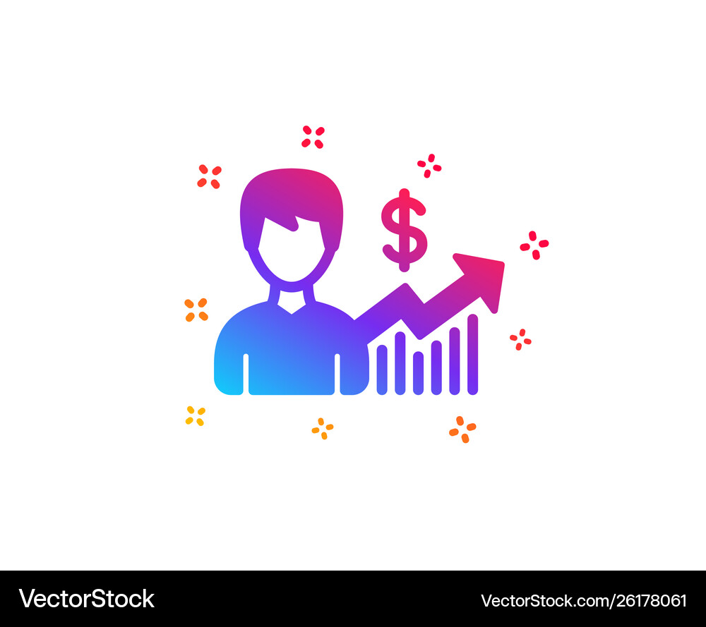 Business results icon dollar sign Royalty Free Vector Image