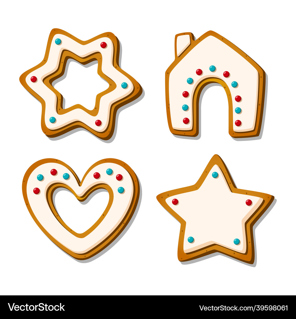 Christmas gingerbread cookies festive glazed Vector Image
