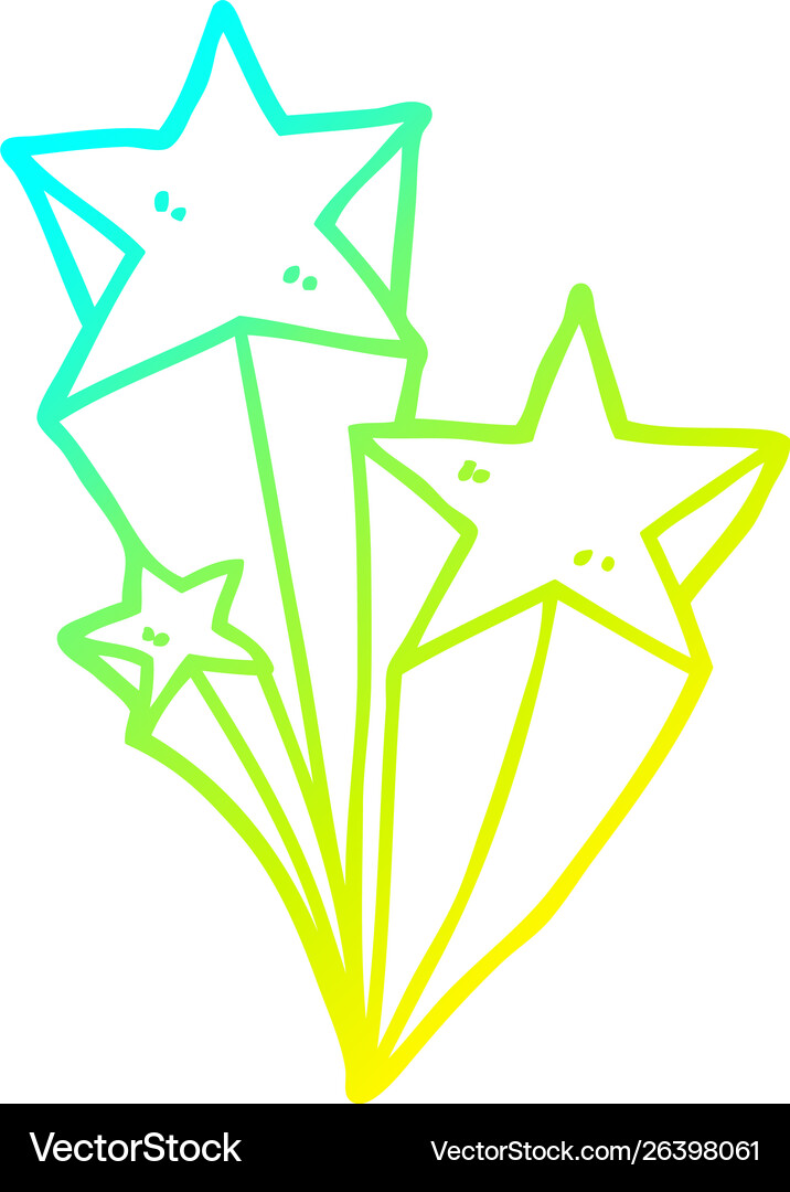 Cold gradient line drawing cartoon shooting stars Vector Image