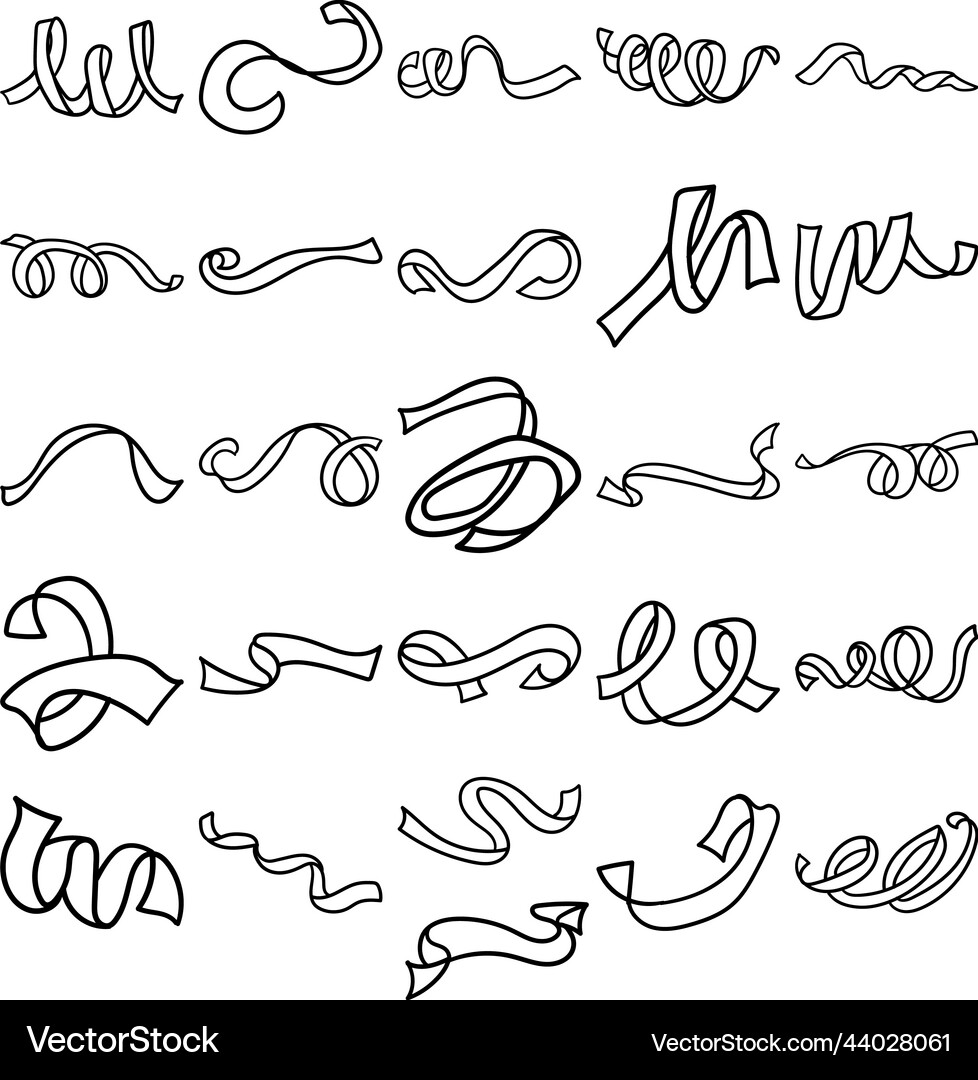 Confetti hand drawn doodle line art outline set Vector Image