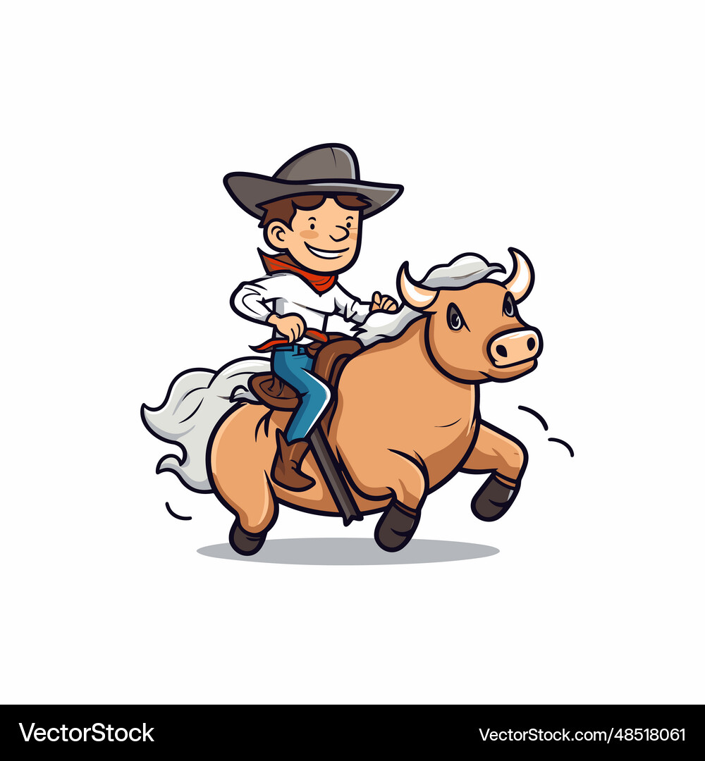 Cowboy riding a bull rodeo Royalty Free Vector Image