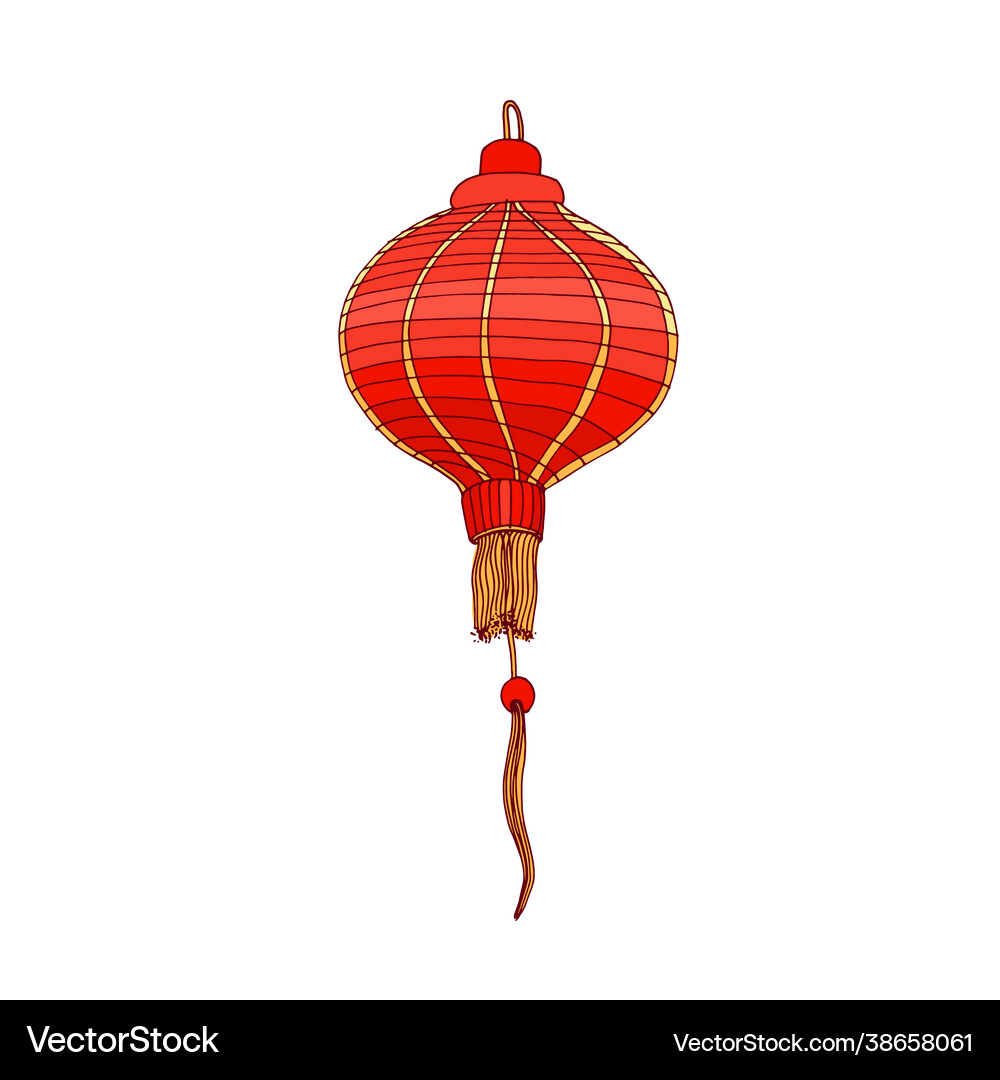 Festive chinese paper lantern red round-shaped Vector Image