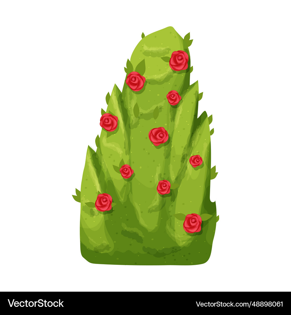 Hedge green bush with red flowers forest Vector Image