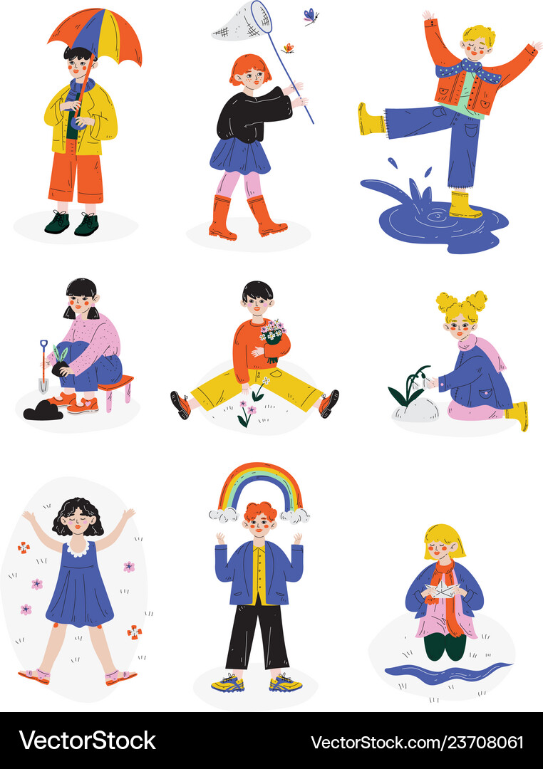 Kids Outdoor Activities - Spring & Summer Vector Image