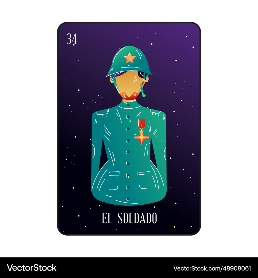 Loteria soldier card Royalty Free Vector Image