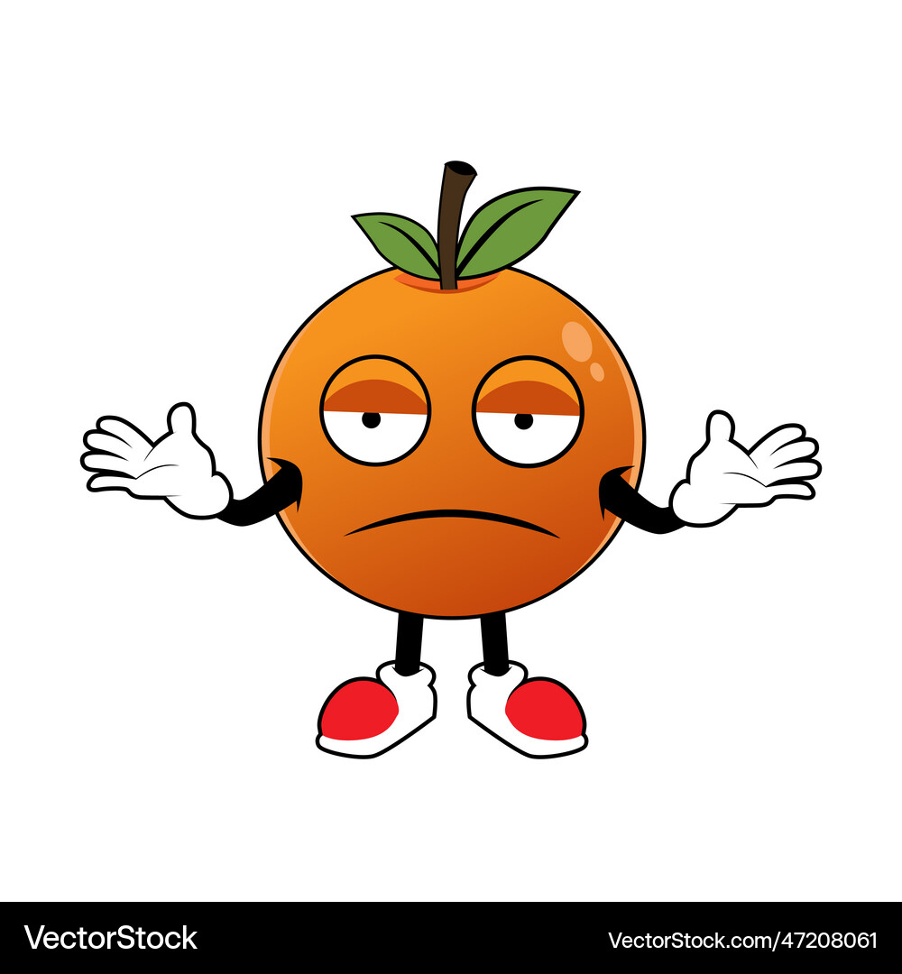 Orange fruit cartoon mascot with confused gesture Vector Image