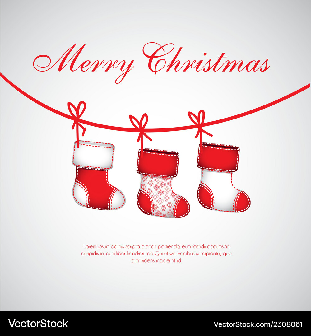Red christmas stockings on white background Vector Image