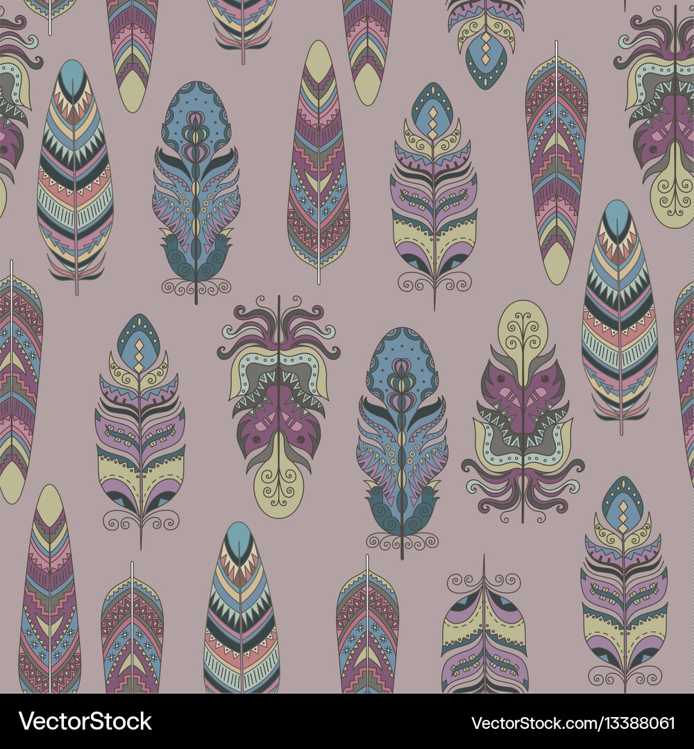 Seamless pattern with feather Royalty Free Vector Image