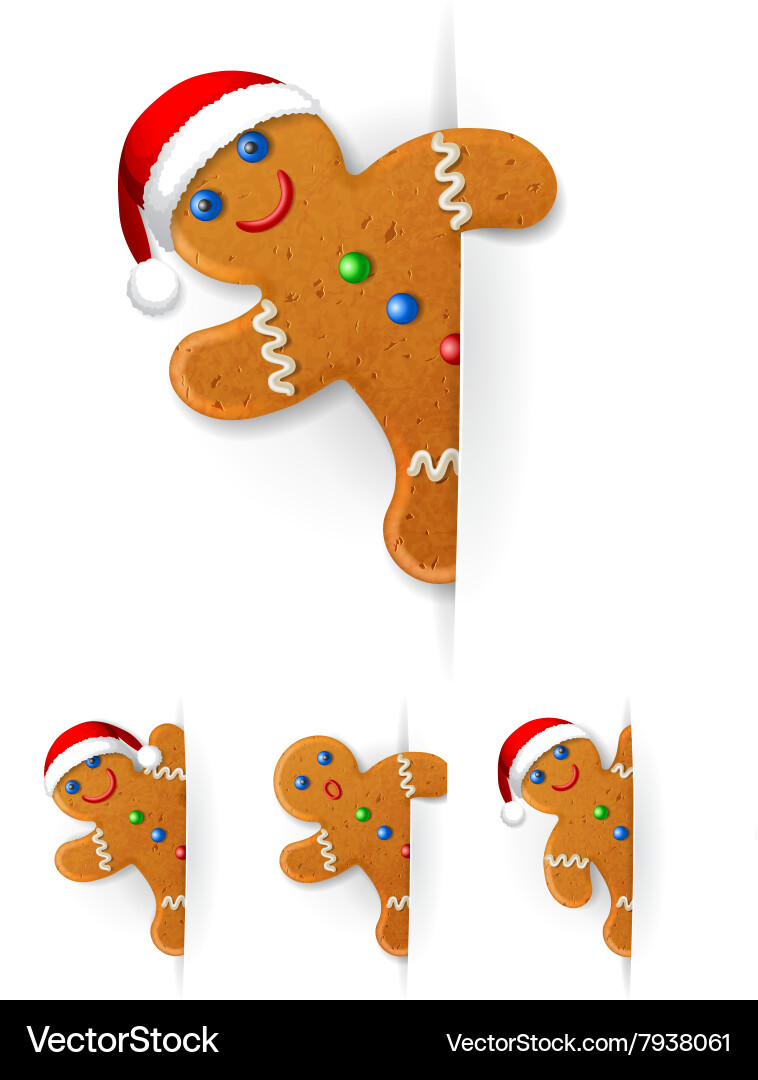 Set christmas gingerbread mans Royalty Free Vector Image
