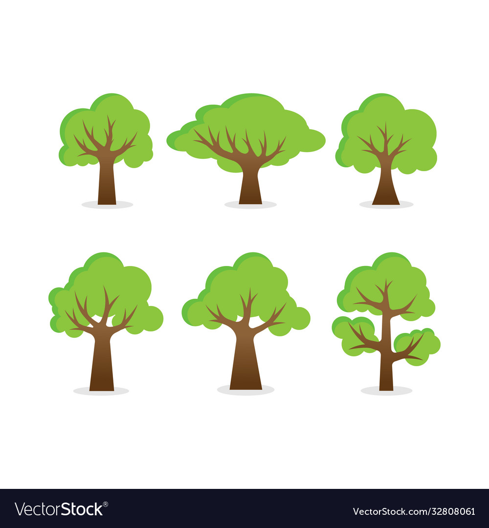 Set tree design nature in flat Royalty Free Vector Image