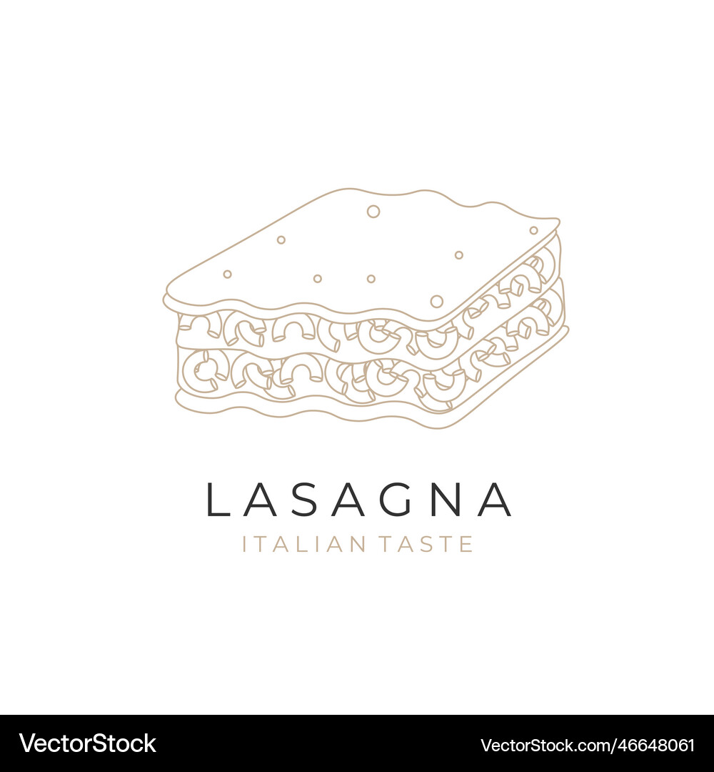 Simple line art of macaroni lasagna Royalty Free Vector