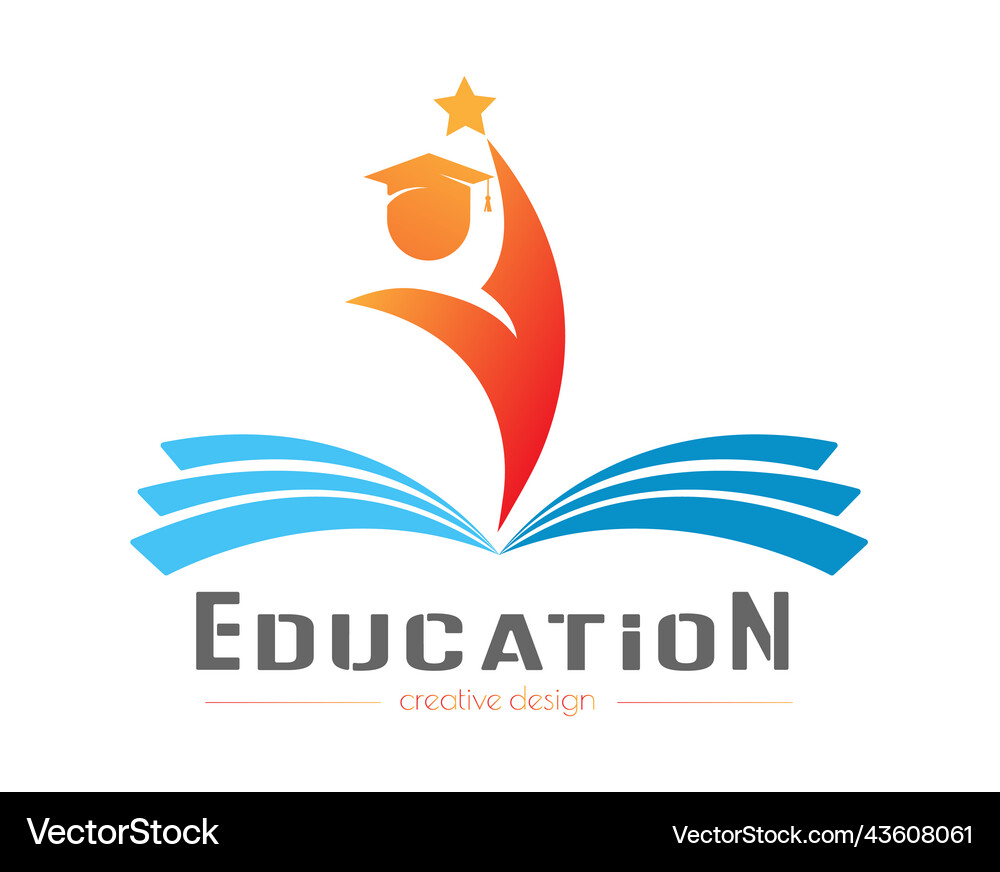Smart school an open book and a graduate template Vector Image