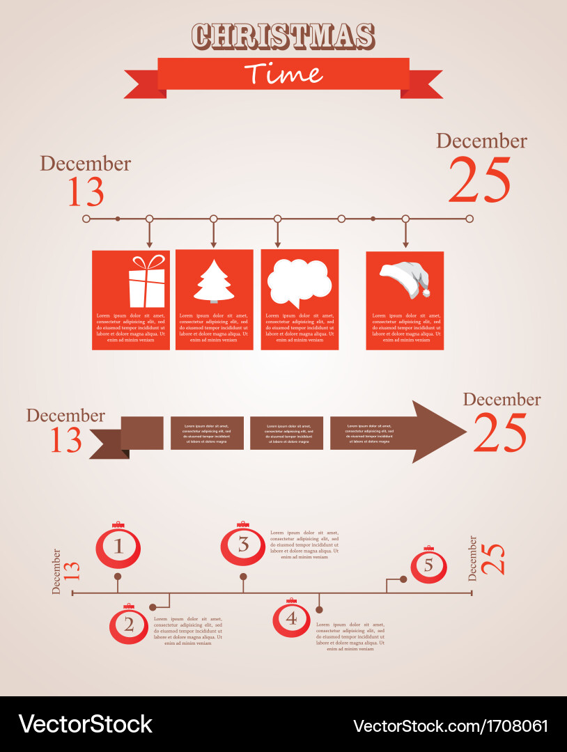 Three christmas season time line templates Vector Image