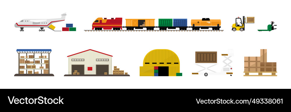 Warehouse delivery and logistics with transport Vector Image
