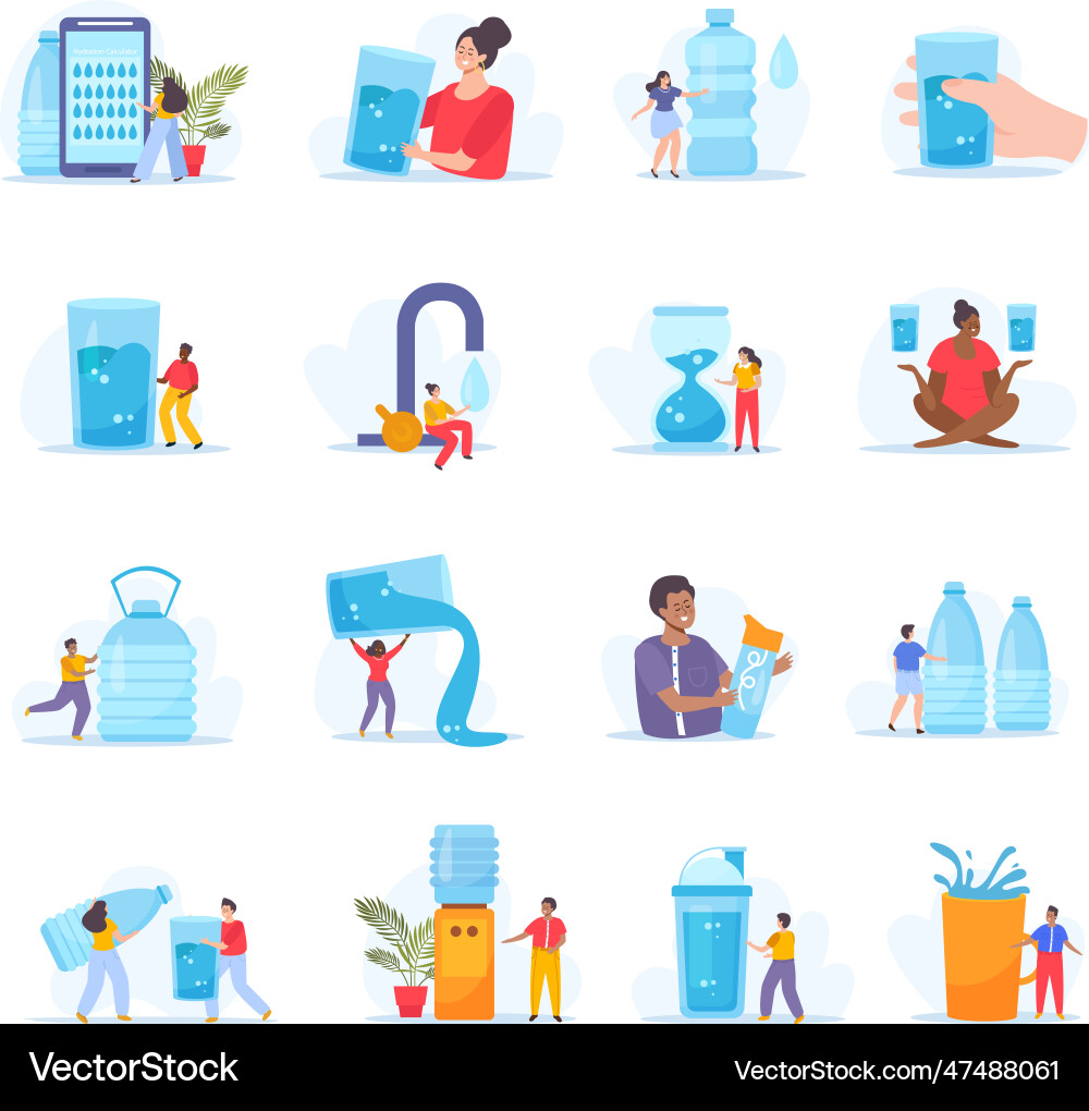 Water balance icons collection Royalty Free Vector Image