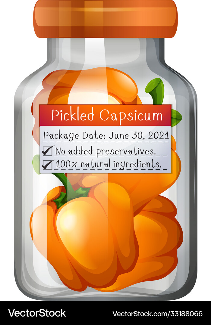 Capsicum preserve in glass jar Royalty Free Vector Image
