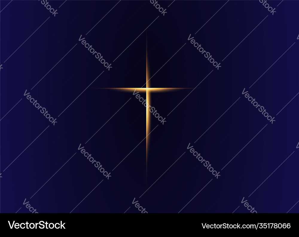 Cross light shiny with golden frame sign Vector Image