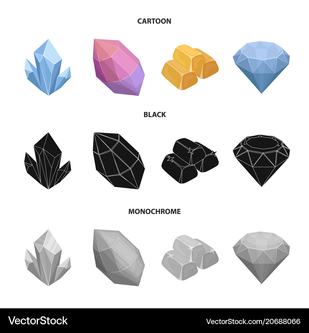 Crystals minerals gold bars precious Royalty Free Vector