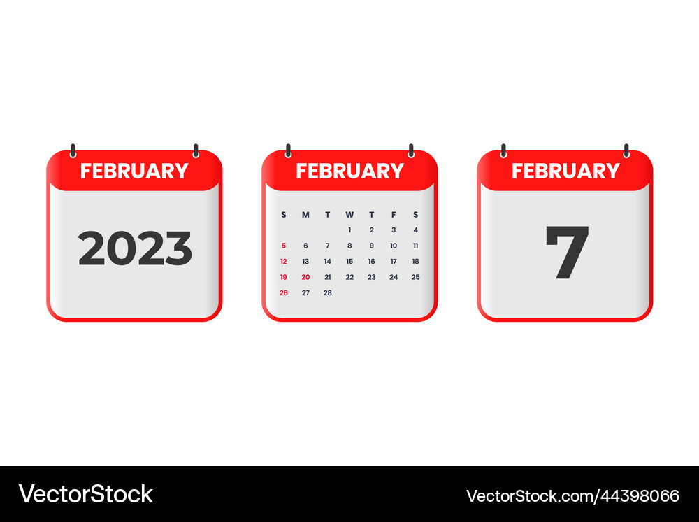 February 2023 calendar design 7th 2023 Royalty Free Vector