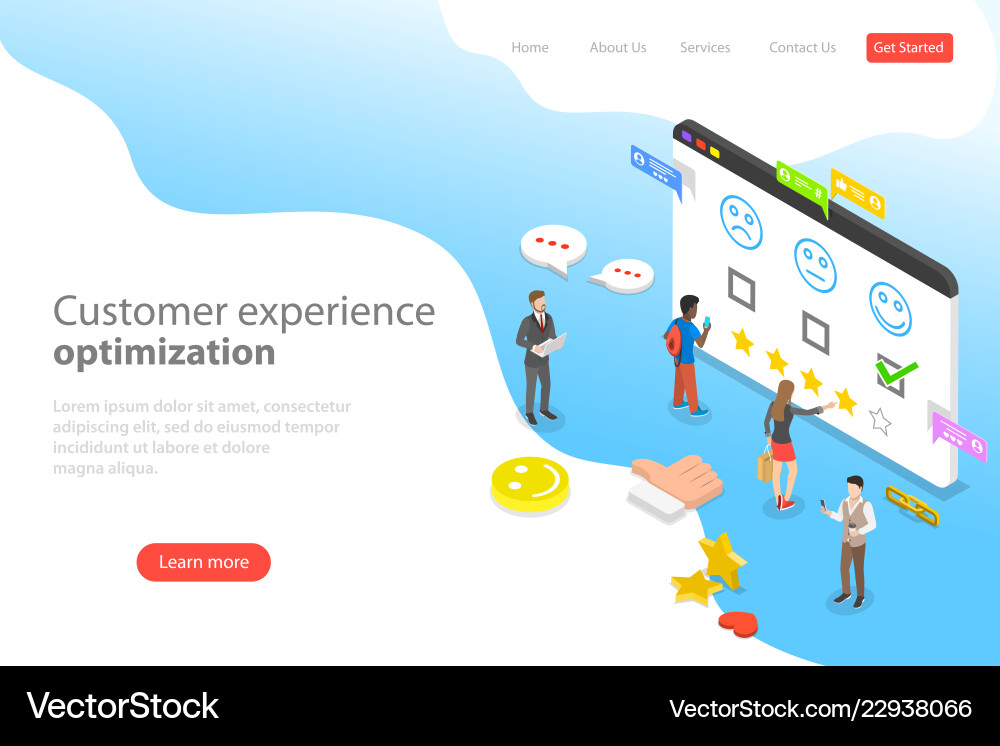 Isometric flat landing page template of Royalty Free Vector