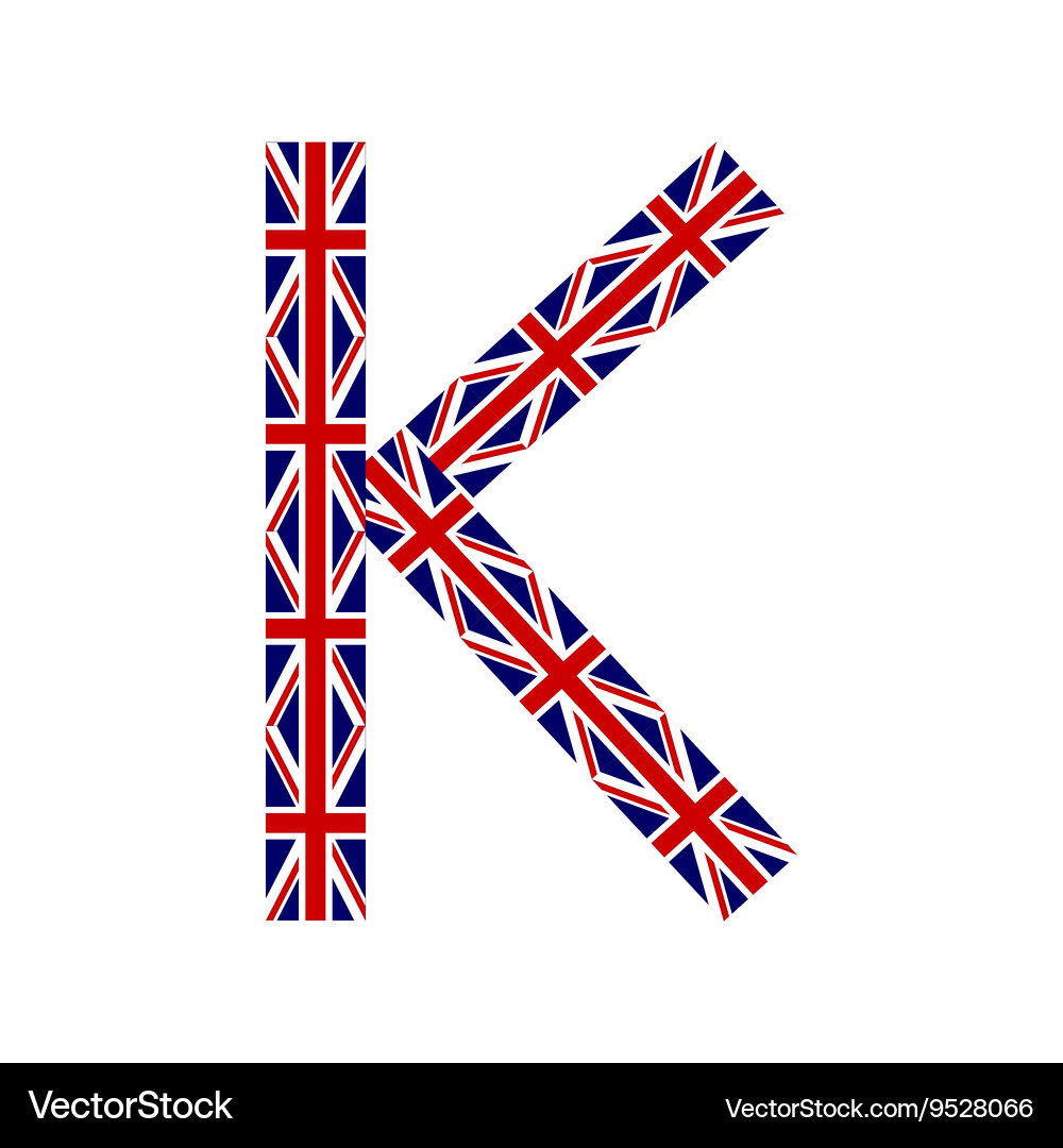Letter k made from united kingdom flags Royalty Free Vector