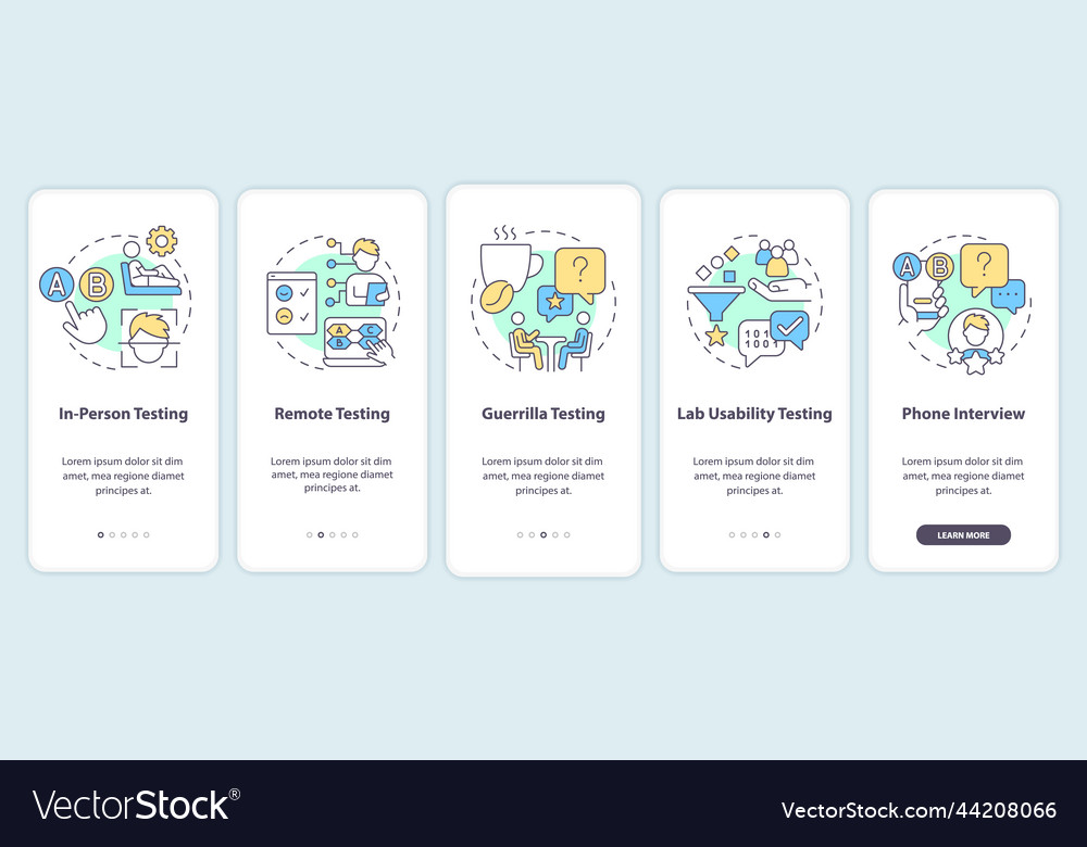 Methods For Usability Testing Onboarding Mobile Vector Image