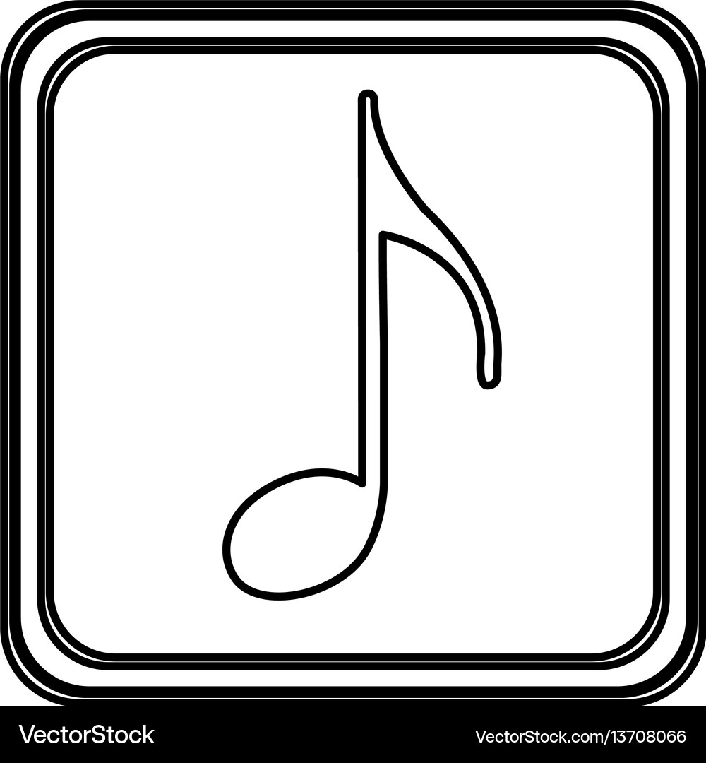 Monochrome contour with button of sign eighth note