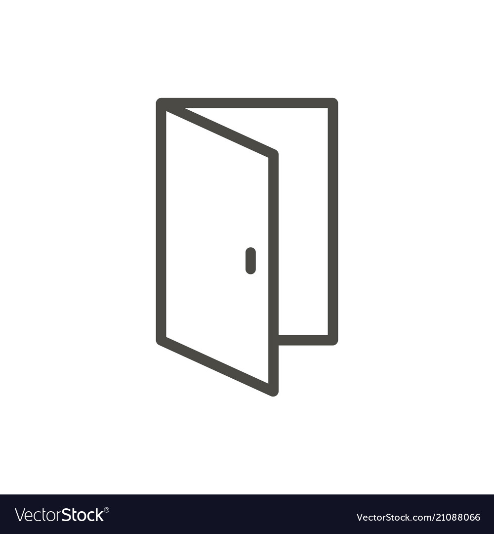 Open door icon outline entry line sy Royalty Free Vector