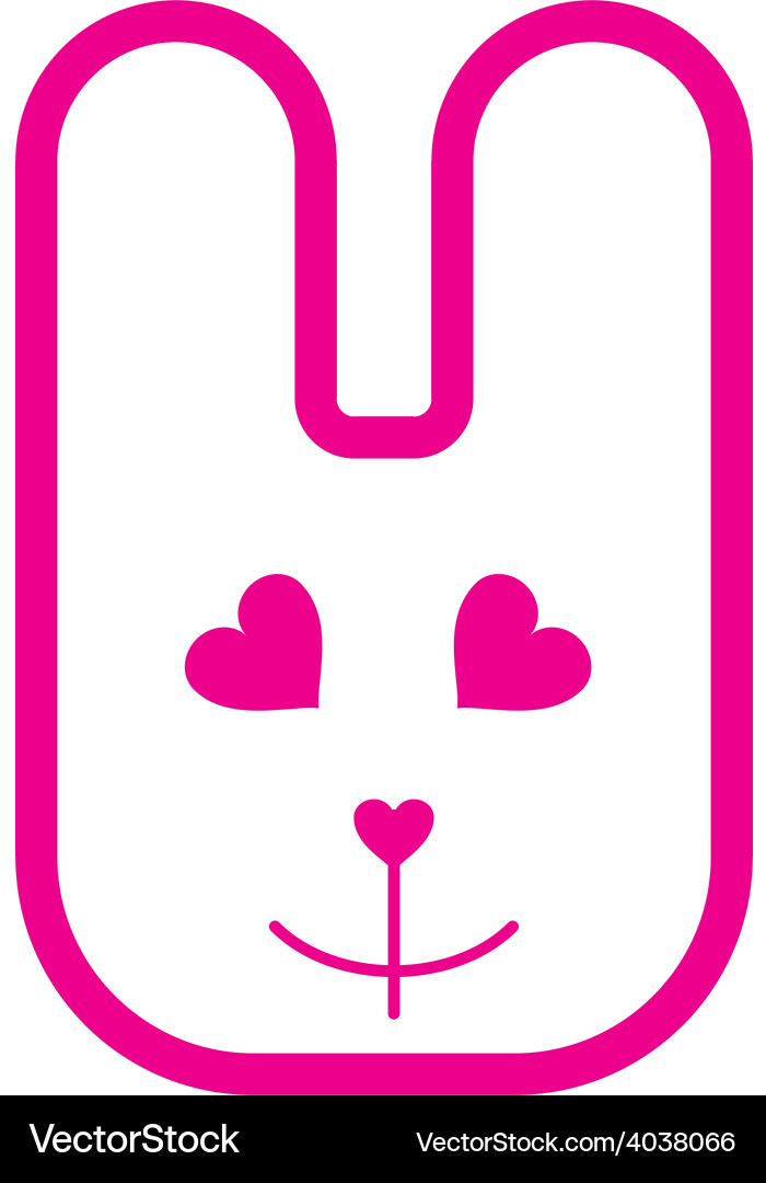 Pink cartoon rabbit with smile Royalty Free Vector Image