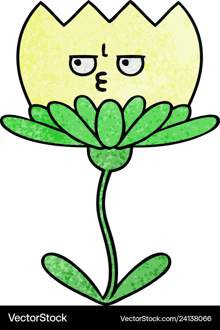 Retro grunge texture cartoon flower Royalty Free Vector