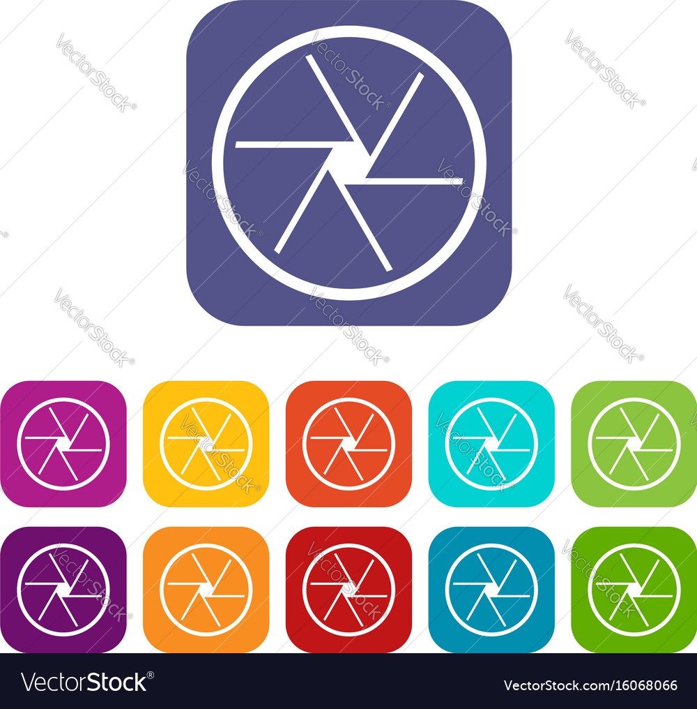 Round objective icons set Royalty Free Vector Image