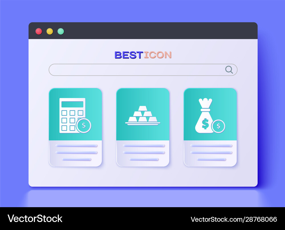 Set gold bars calculator with dollar symbol Vector Image